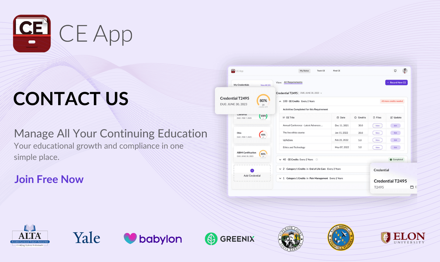 Contact Us | CEApp - Continuing Education (CE) Tracking